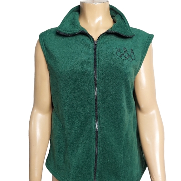Jackets & Coats | Team Usa Olympics Green Fleece Full Zip Vest ...